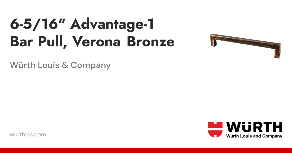 6-5/16" Advantage-1 Bar Pull, Verona Bronze | Würth Louis & Company