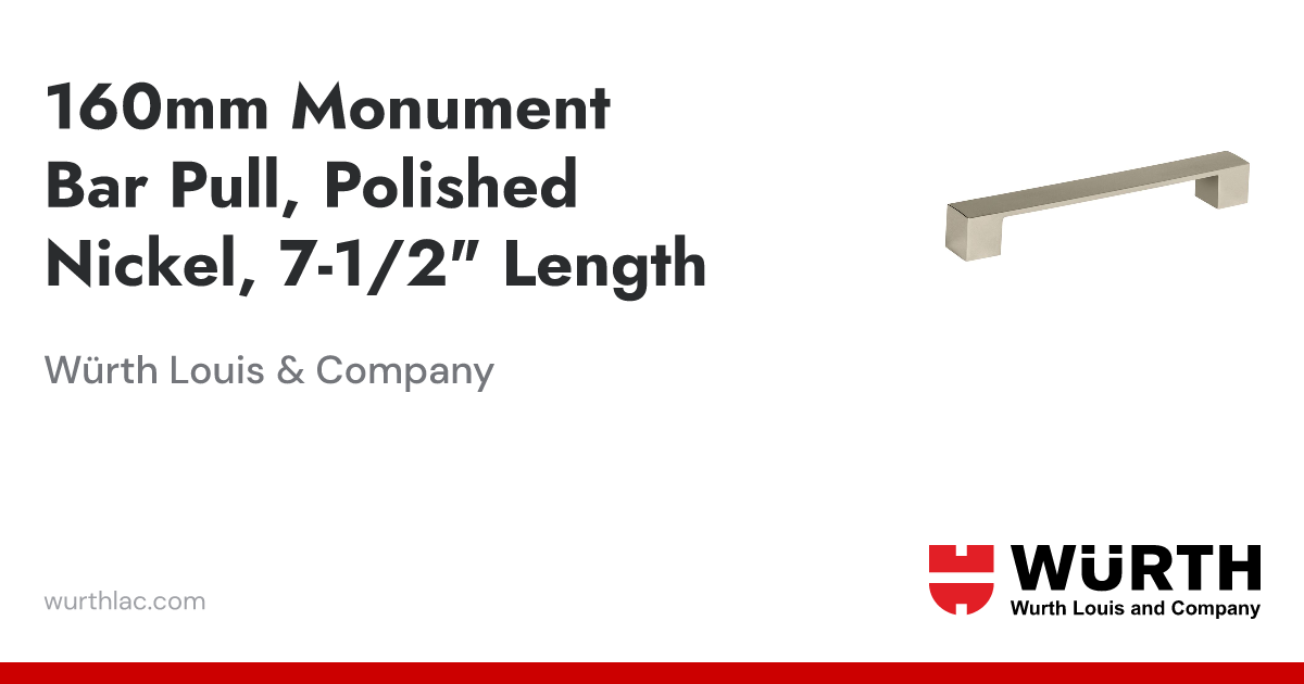 160mm Monument Bar Pull, Polished Nickel, 7-1/2" Length | Würth Louis ...