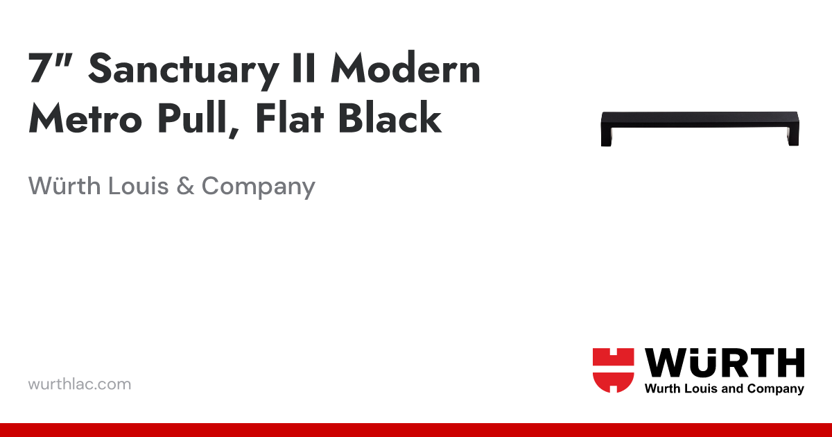 7" Sanctuary II Modern Metro Pull, Flat Black | Würth Louis & Company