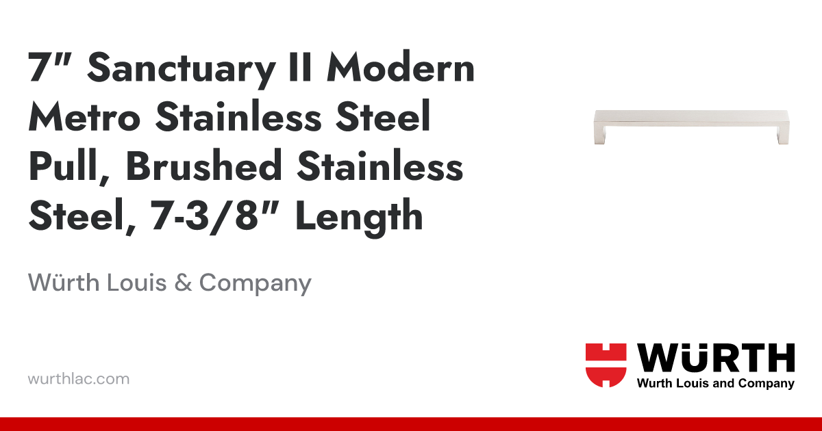 7" Sanctuary II Modern Metro Stainless Steel Pull, Brushed Stainless ...