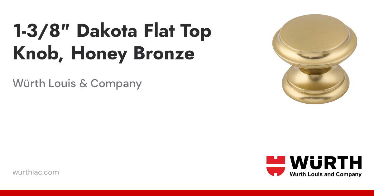 1-3/8" Dakota Flat Top Knob, Honey Bronze | Würth Louis & Company