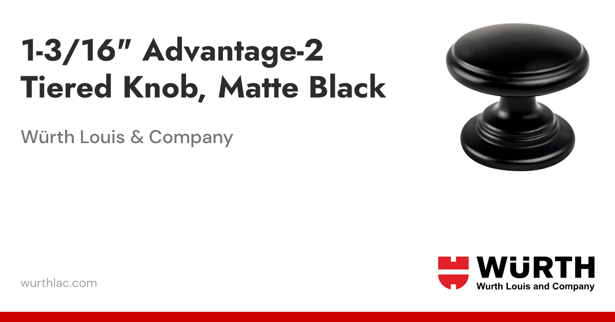 1-3/16" Advantage-2 Tiered Knob, Matte Black | Würth Louis & Company