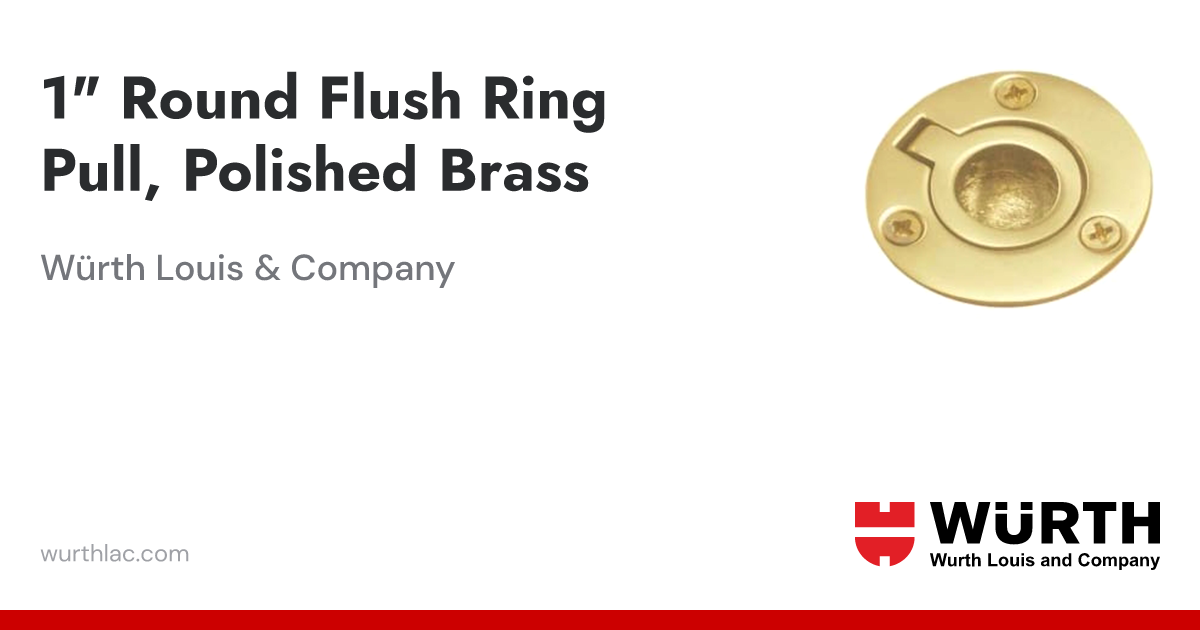 1" Round Flush Ring Pull, Polished Brass | Würth Louis & Company
