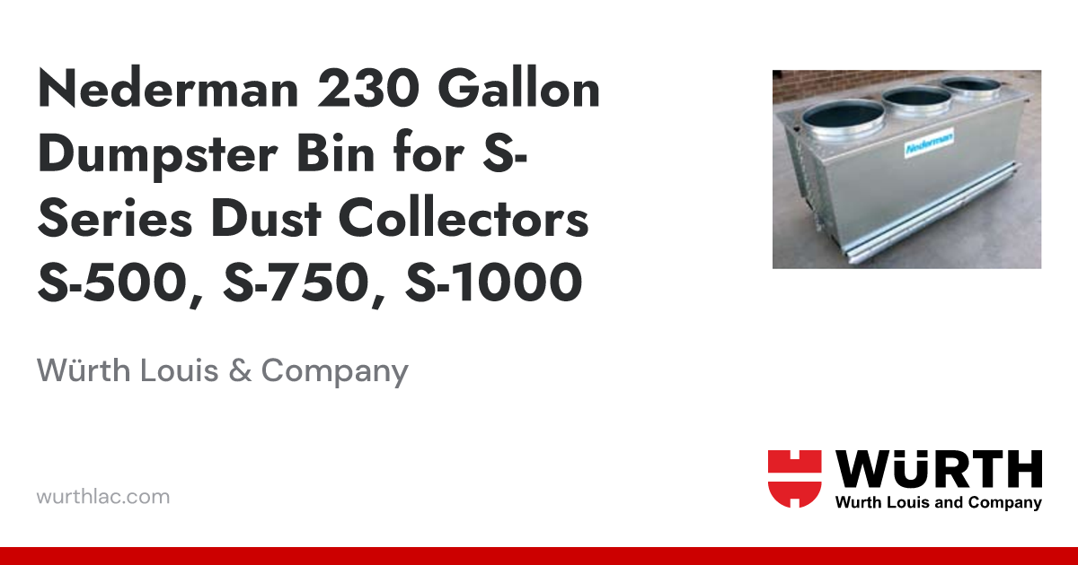 Nederman 230 Gallon Dumpster Bin for S-Series Dust Collectors S-500, S ...