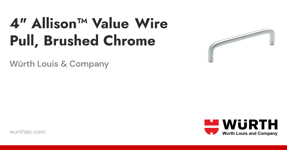 4" Allison™ Value Wire Pull, Brushed Chrome | Würth Louis & Company