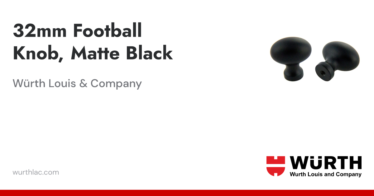 32mm Football Knob, Matte Black | Würth Louis & Company