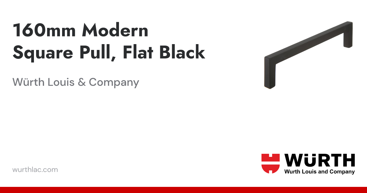 160mm Modern Square Pull, Flat Black | Würth Louis & Company
