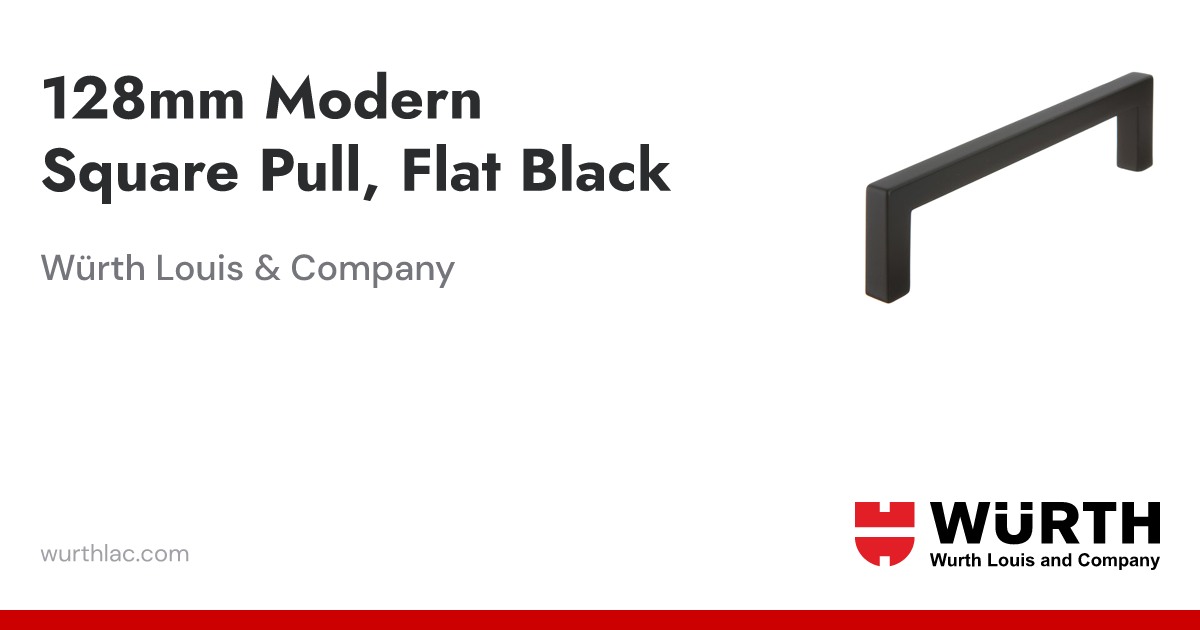 128mm Modern Square Pull, Flat Black | Würth Louis & Company