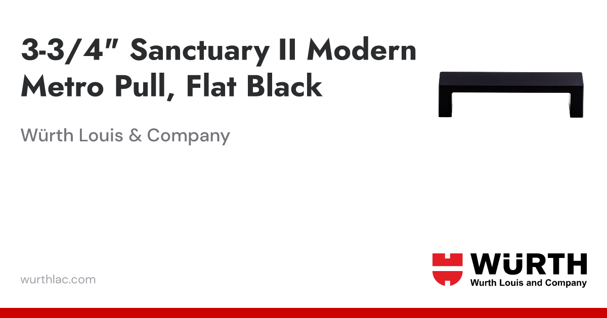 3-3/4" Sanctuary II Modern Metro Pull, Flat Black | Würth Louis & Company