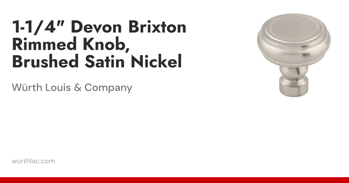 1-1/4" Devon Brixton Rimmed Knob, Brushed Satin Nickel | Würth Louis ...