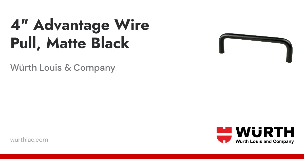 4" Advantage Wire Pull, Matte Black | Würth Louis & Company