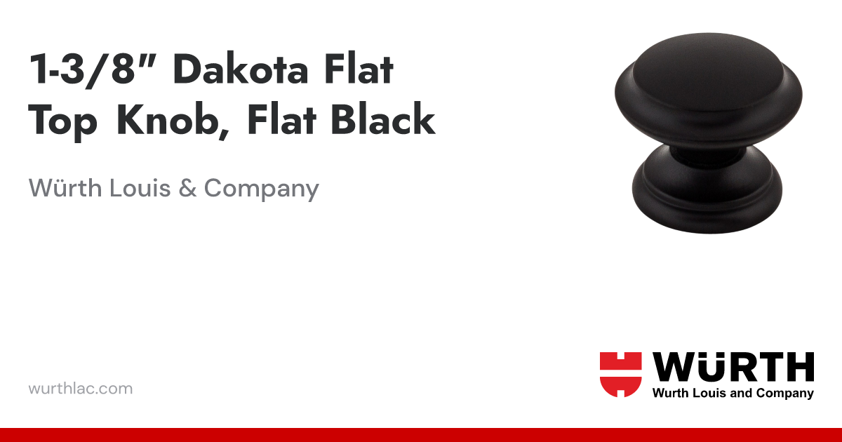1-3/8" Dakota Flat Top Knob, Flat Black | Würth Louis & Company