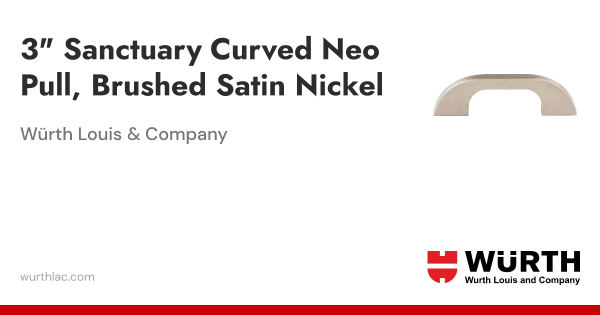 3" Sanctuary Curved Neo Pull, Brushed Satin Nickel | Würth Louis & Company