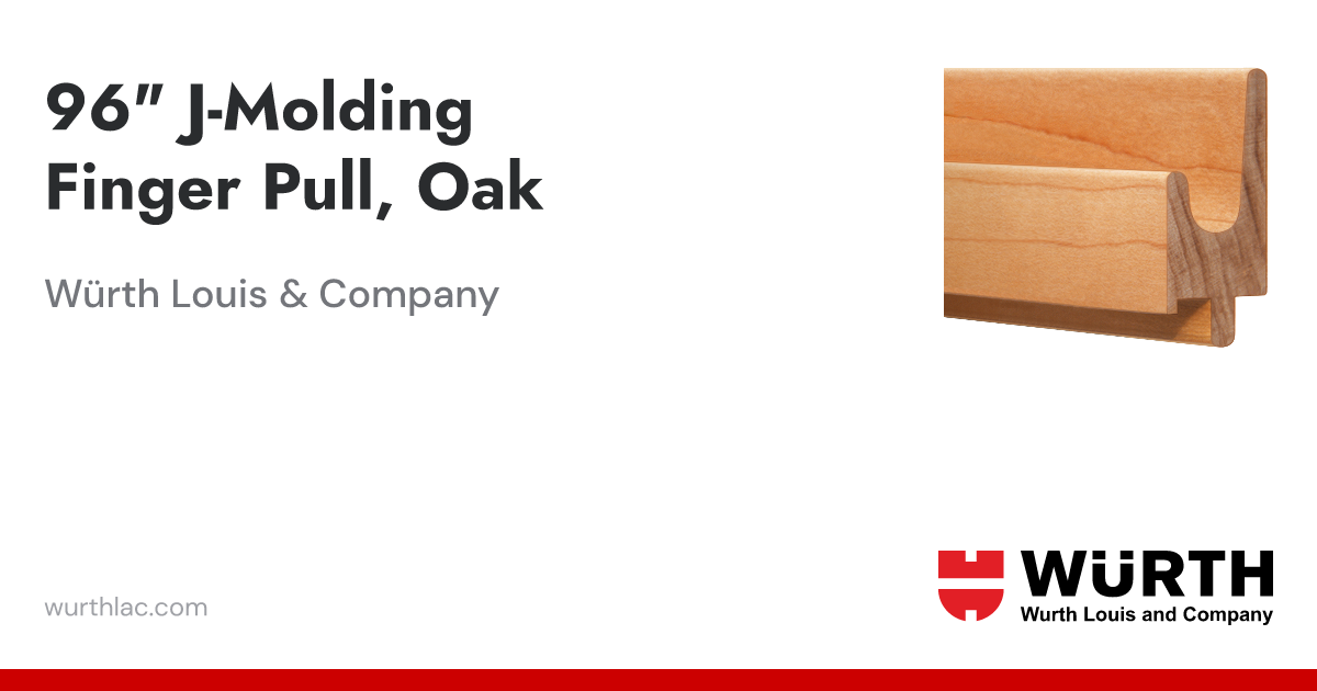 96" J-Molding Finger Pull, Oak | Würth Louis & Company