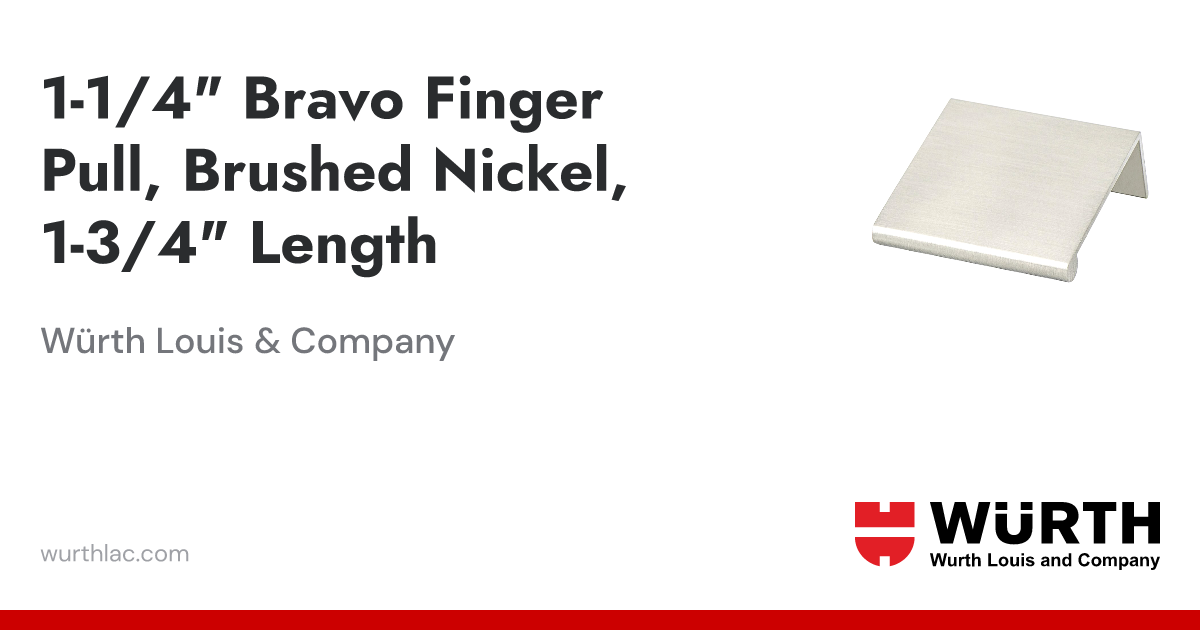 1-1/4" Bravo Finger Pull, Brushed Nickel, 1-3/4" Length | Würth Louis ...
