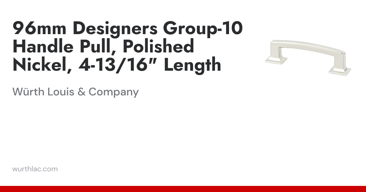 96mm Designers Group-10 Handle Pull, Polished Nickel, 4-13/16" Length ...