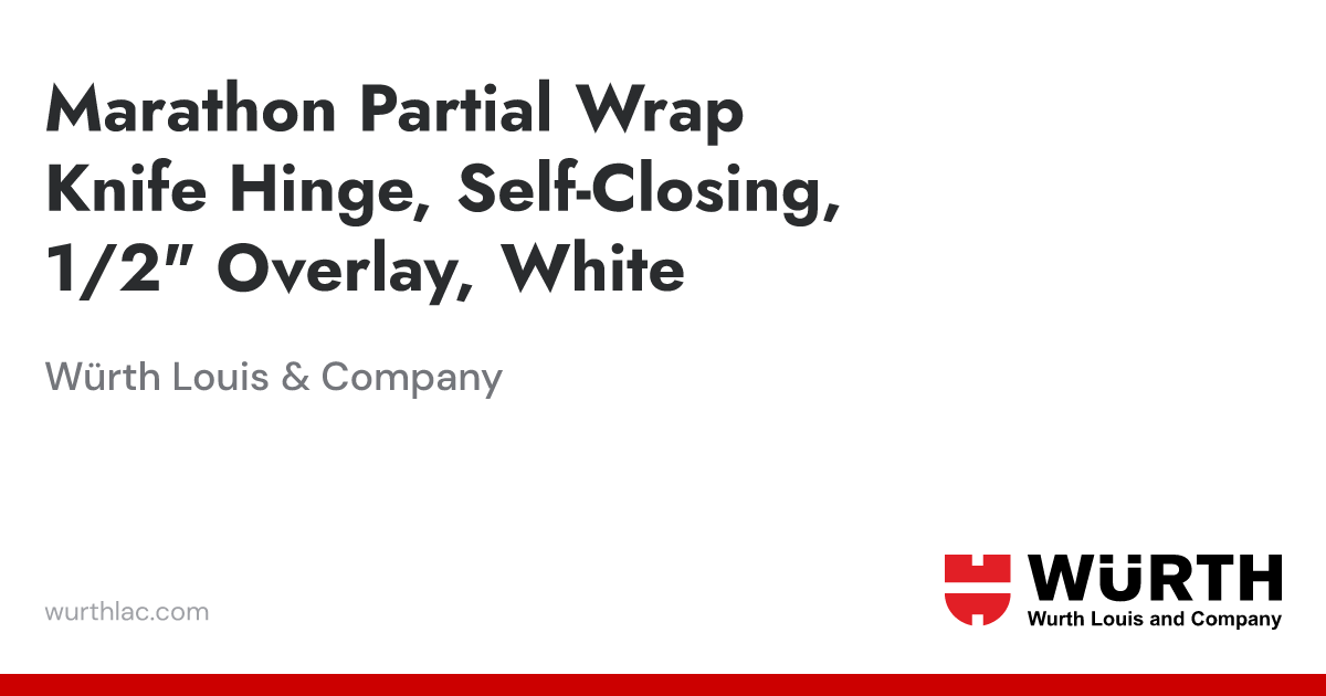 Marathon Partial Wrap Knife Hinge, Self-Closing, 1/2" Overlay, White ...