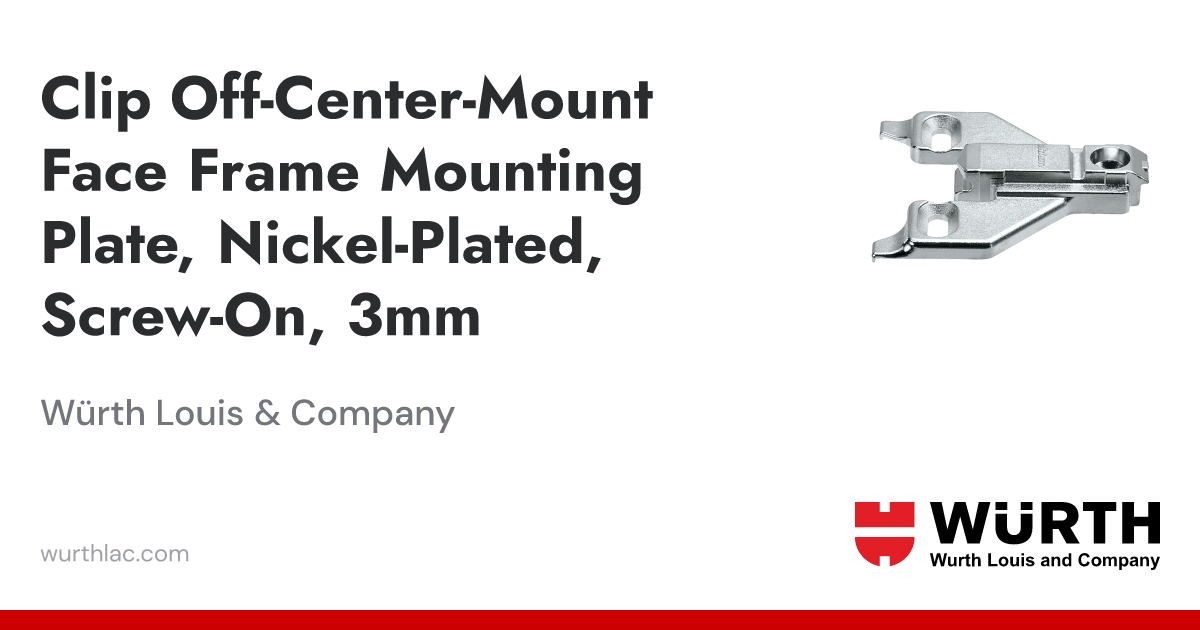 Clip Off-Center-Mount Face Frame Mounting Plate, Nickel-Plated, Screw ...