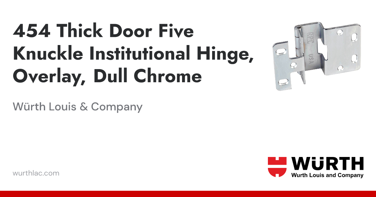 454 Thick Door Five Knuckle Institutional Hinge, Overlay, Dull Chrome ...