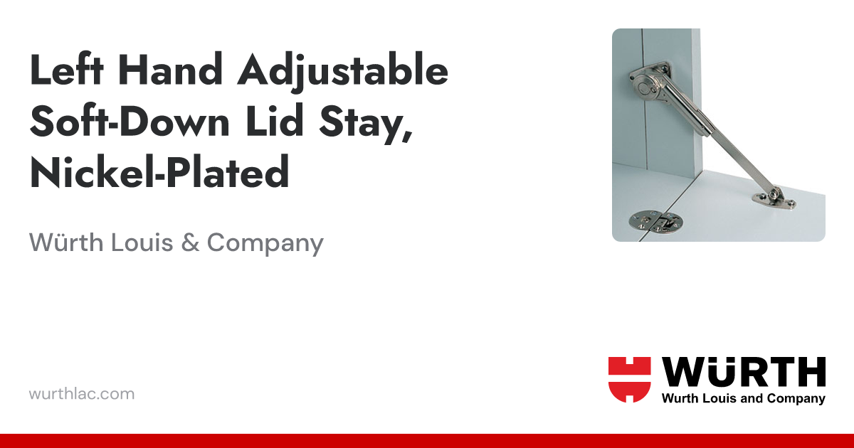 Left Hand Adjustable Soft-Down Lid Stay, Nickel-Plated | Würth Louis ...