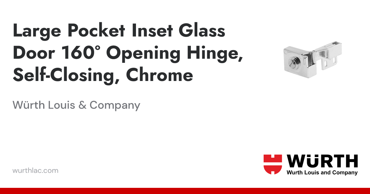 Large Pocket Inset Glass Door 160° Opening Hinge, Self-Closing, Chrome ...