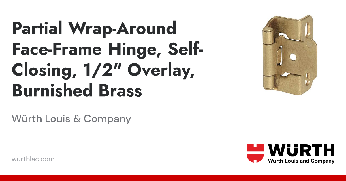 Partial Wrap-Around Face-Frame Hinge, Self-Closing, 1/2" Overlay ...