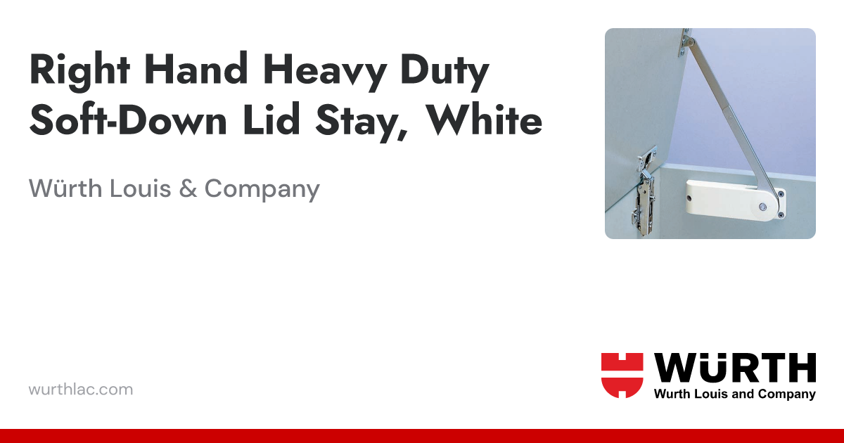 Right Hand Heavy Duty Soft-Down Lid Stay, White | Würth Louis & Company