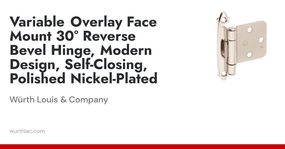 Variable Overlay Face Mount 30° Reverse Bevel Hinge, Modern Design ...
