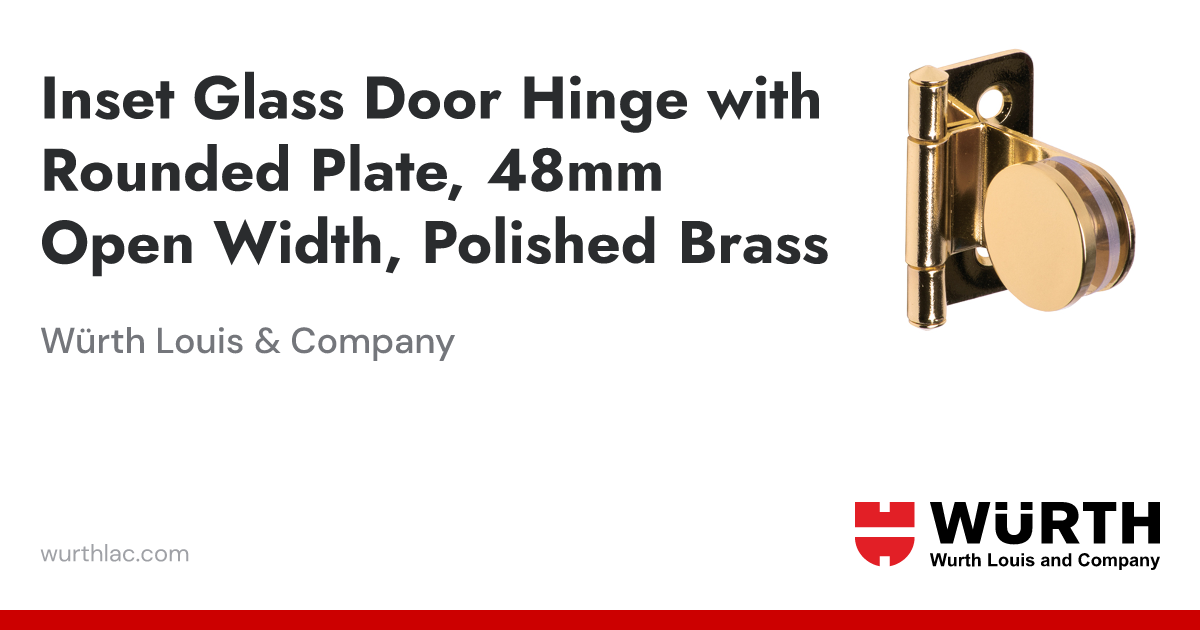 Inset Glass Door Hinge with Rounded Plate, 48mm Open Width, Polished ...