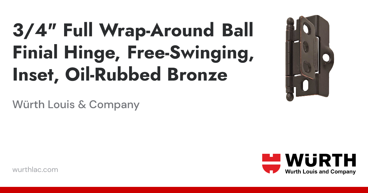 3/4" Full Wrap-Around Ball Finial Hinge, Free-Swinging, Inset, Oil ...