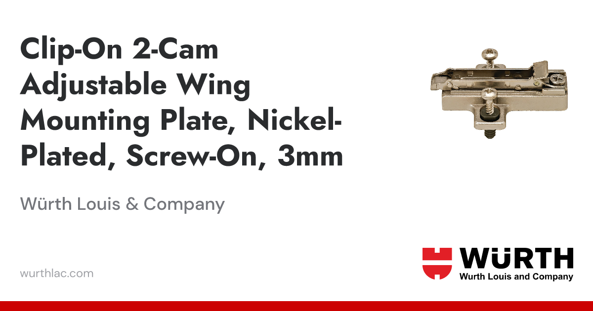 Clip-On 2-Cam Adjustable Wing Mounting Plate, Nickel-Plated, Screw-On ...