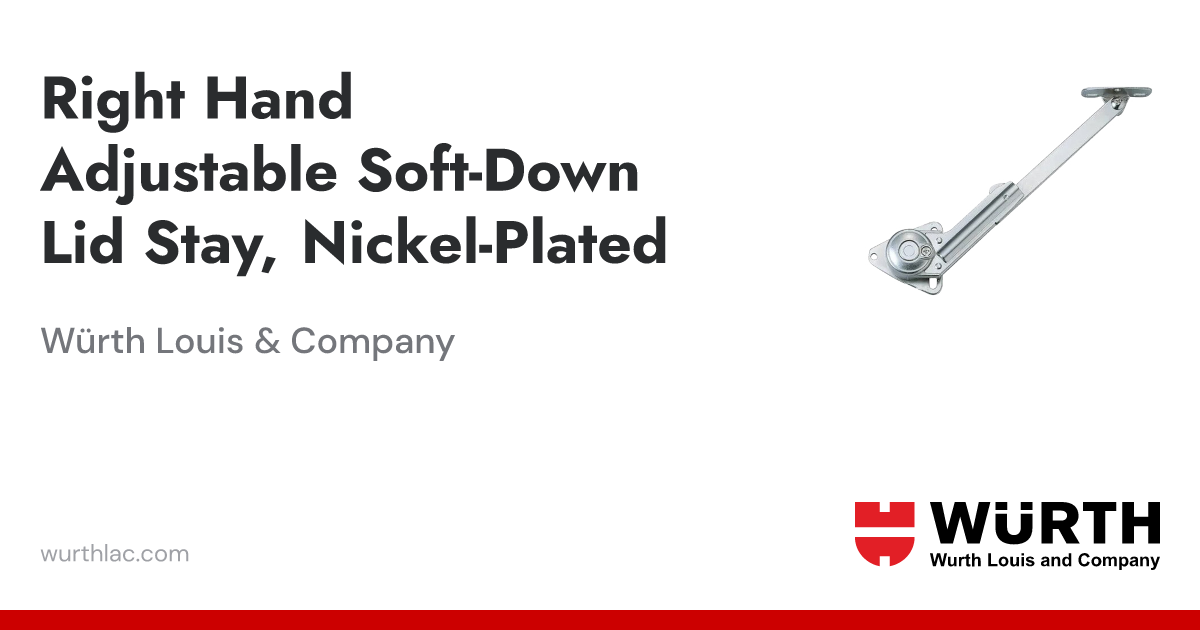 Right Hand Adjustable Soft-Down Lid Stay, Nickel-Plated | Würth Louis ...