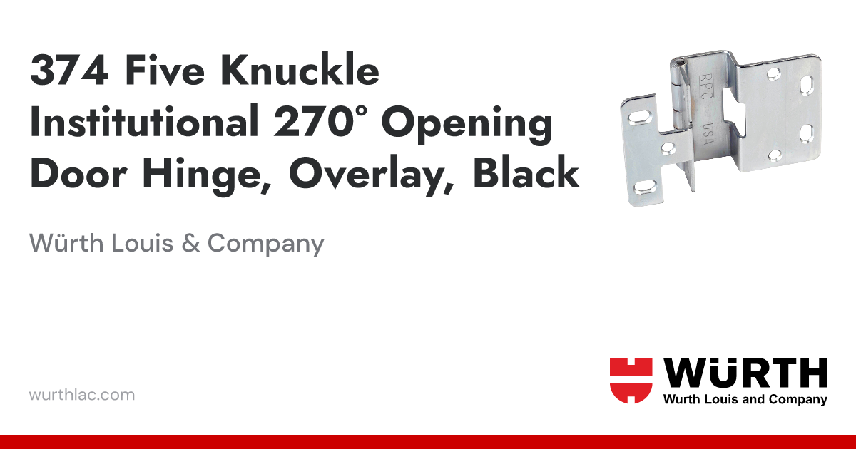 374 Five Knuckle Institutional 270° Opening Door Hinge, Overlay, Black ...