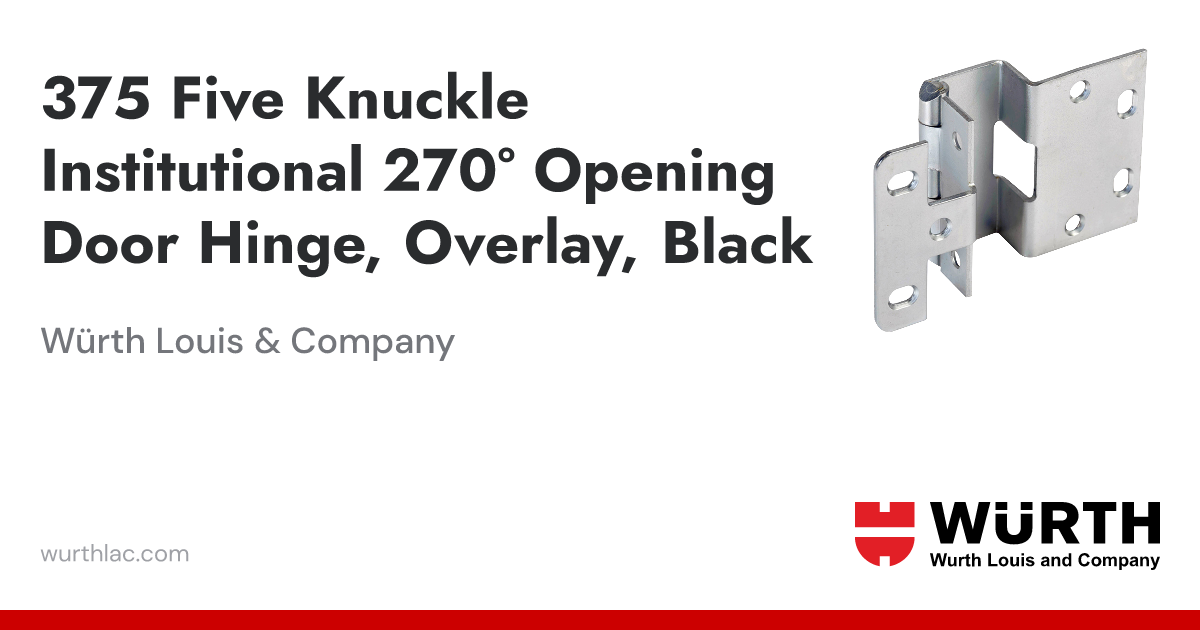 375 Five Knuckle Institutional 270° Opening Door Hinge, Overlay, Black ...