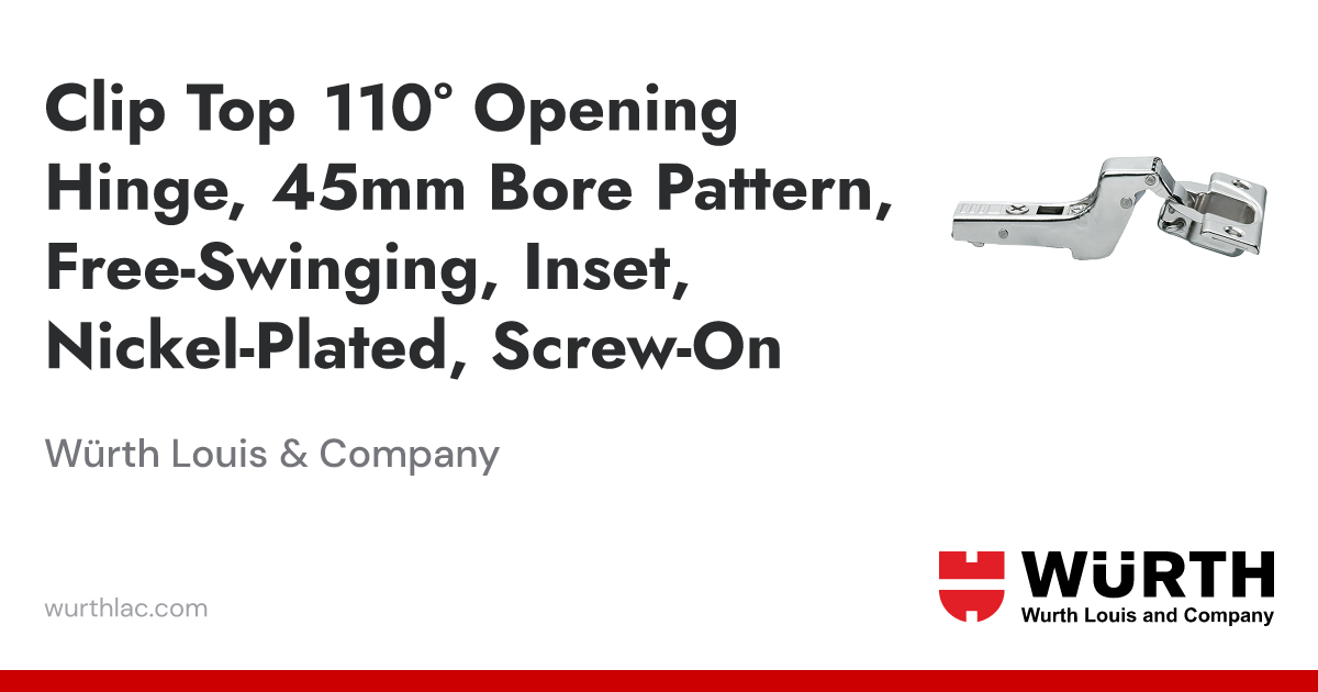Clip Top 110° Opening Hinge, 45mm Bore Pattern, Free-Swinging, Inset ...