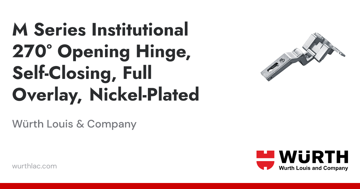 M Series Institutional 270° Opening Hinge, Self-Closing, Full Overlay ...