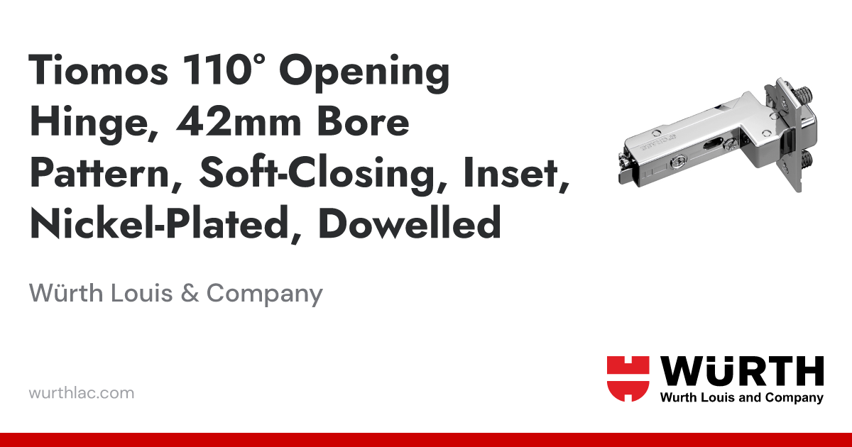 Tiomos 110° Opening Hinge, 42mm Bore Pattern, Soft-Closing, Inset ...