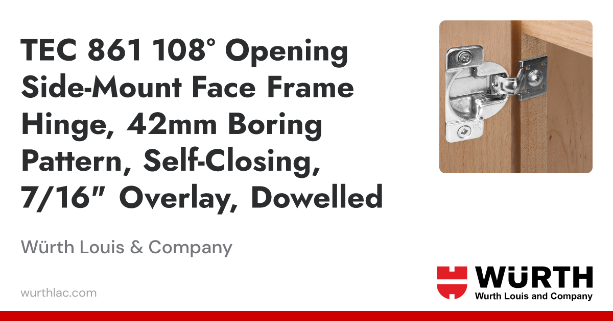 TEC 861 108° Opening Side-Mount Face Frame Hinge, 42mm Boring Pattern ...