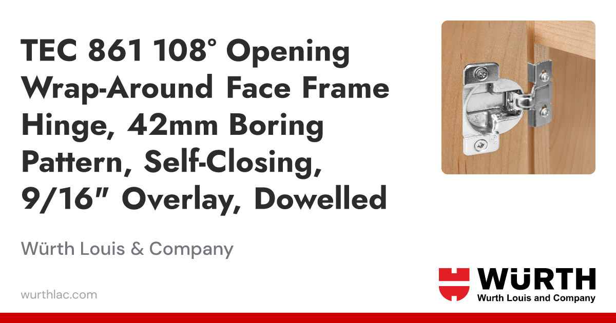 TEC 861 108° Opening Wrap-Around Face Frame Hinge, 42mm Boring Pattern ...