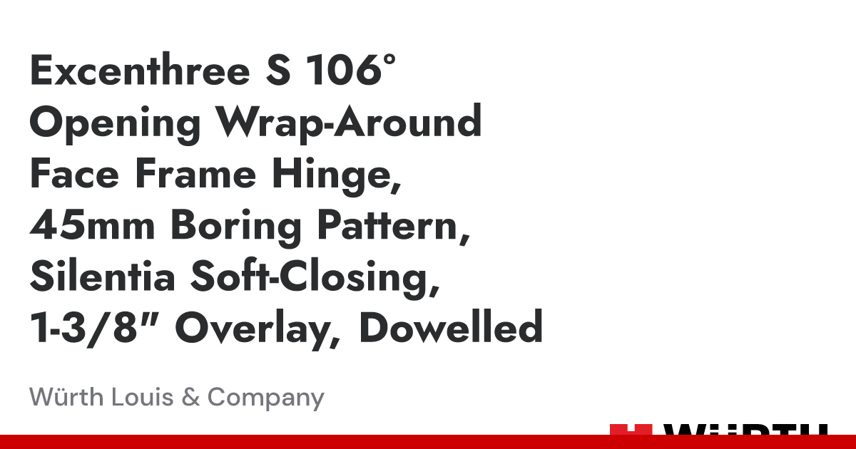 Excenthree S 106° Opening Wrap-Around Face Frame Hinge, 45mm Boring ...
