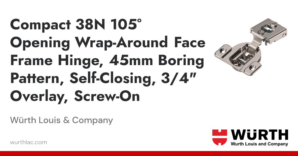 Compact 38N 105° Opening Wrap-Around Face Frame Hinge, 45mm Boring ...