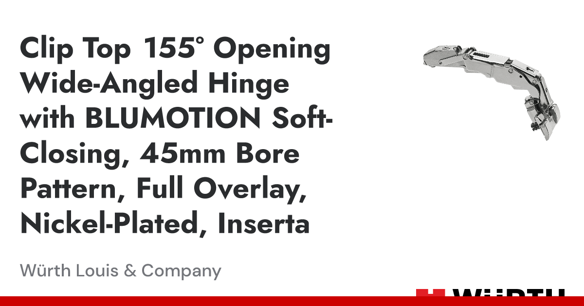Clip Top 155° Opening Wide-Angled Hinge with BLUMOTION Soft-Closing ...