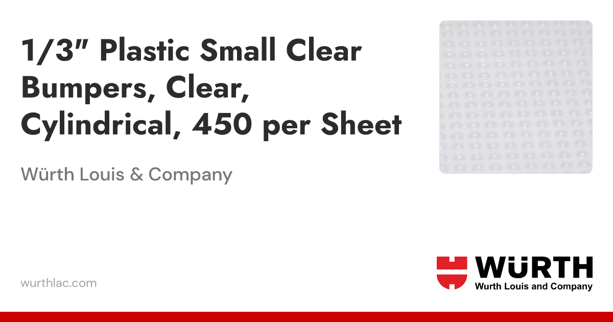 1/3" Plastic Small Clear Bumpers, Clear, Cylindrical, 450 per Sheet ...