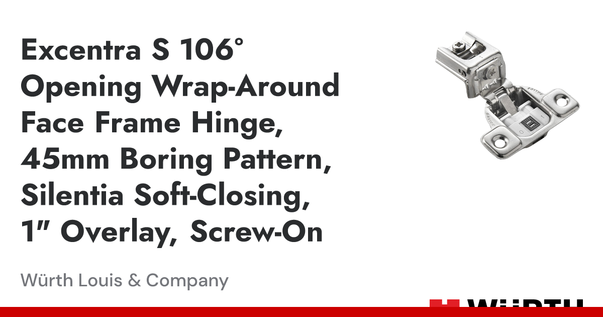 Excentra S 106° Opening Wrap-Around Face Frame Hinge, 45mm Boring ...
