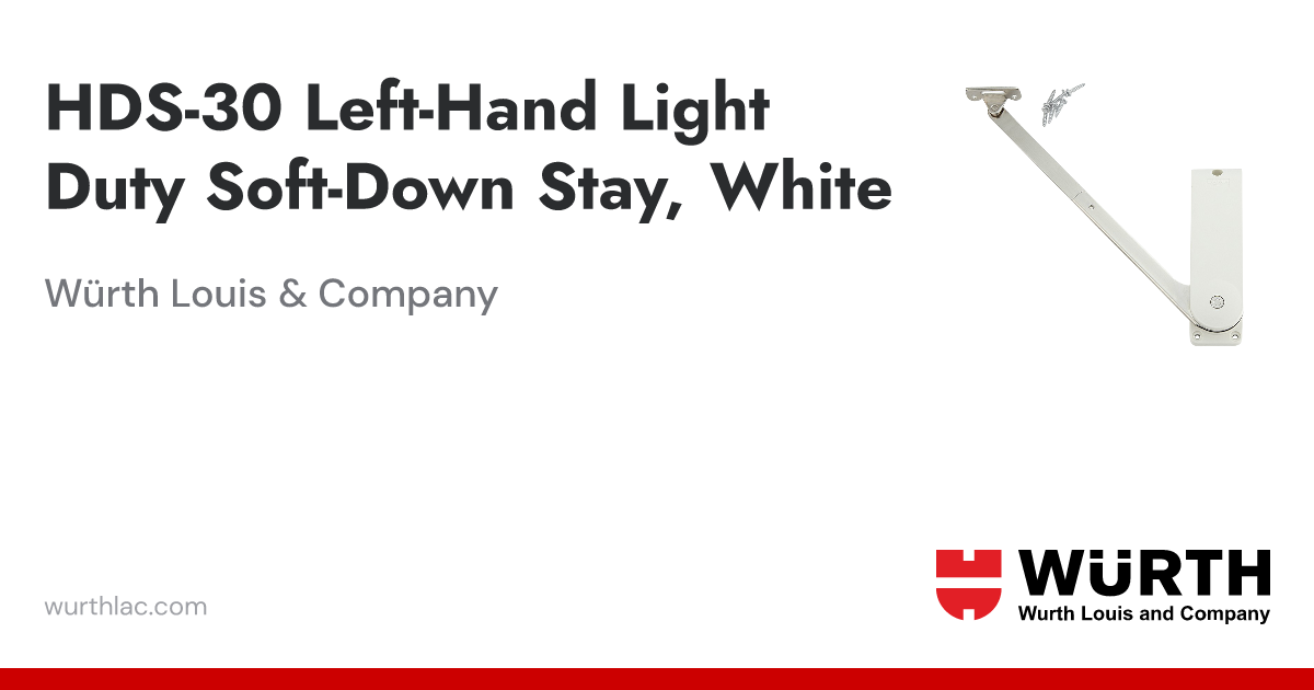 HDS-30 Left-Hand Light Duty Soft-Down Stay, White | Würth Louis & Company