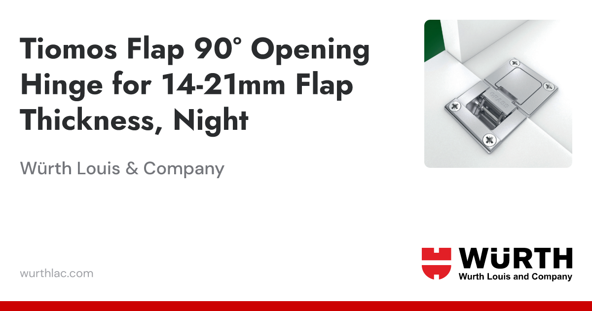 Tiomos Flap 90° Opening Hinge for 14-21mm Flap Thickness, Night | Würth ...
