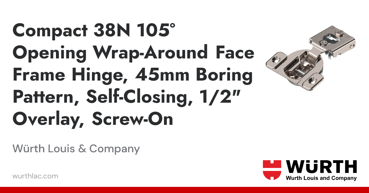 Compact 38N 105° Opening Wrap-Around Face Frame Hinge, 45mm Boring ...