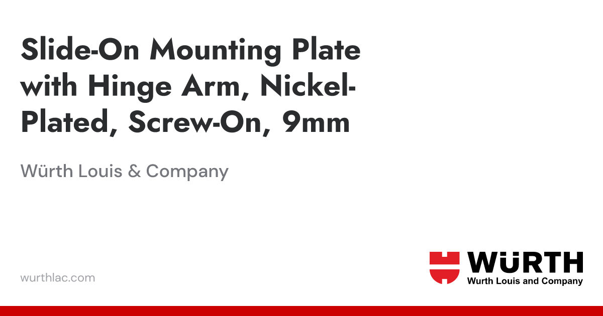 Slide-On Mounting Plate with Hinge Arm, Nickel-Plated, Screw-On, 9mm ...