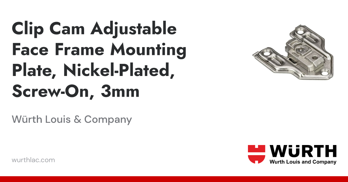 Clip Cam Adjustable Face Frame Mounting Plate, Nickel-Plated, Screw-On ...