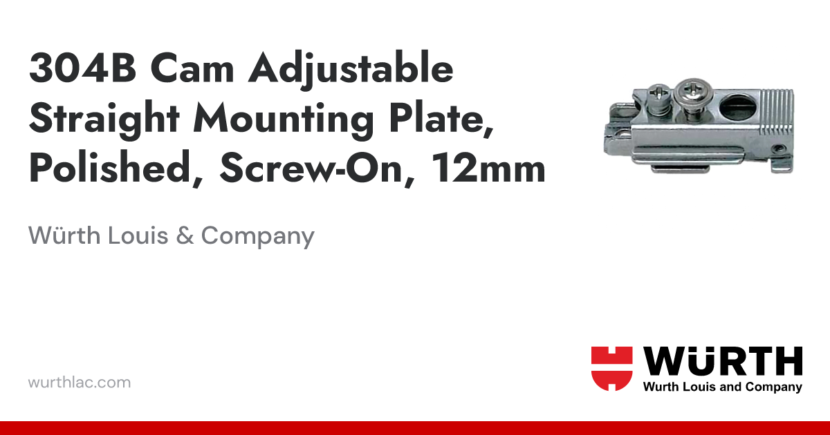 304B Cam Adjustable Straight Mounting Plate, Polished, Screw-On, 12mm ...